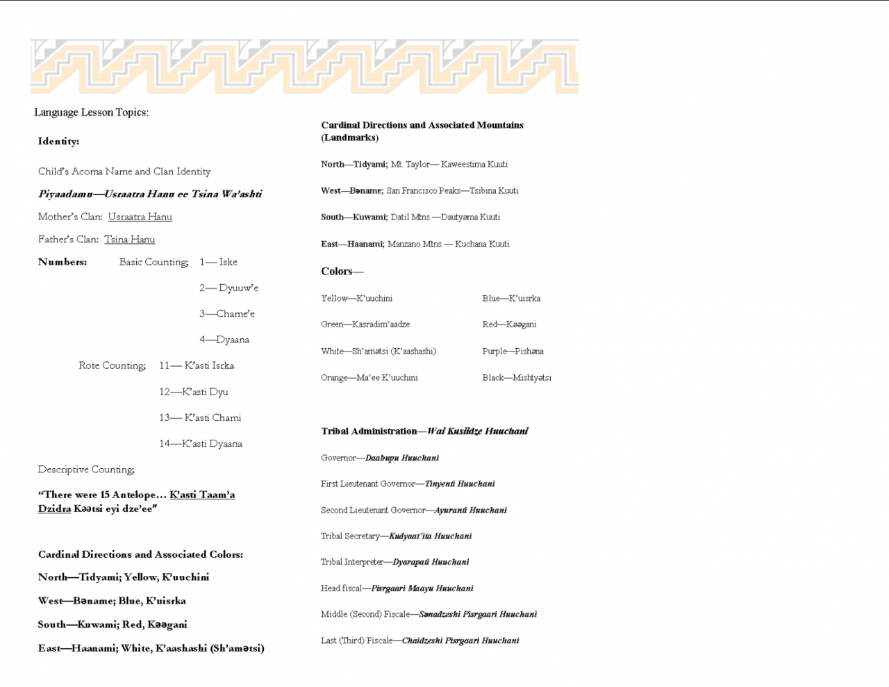 Keres Classes | Pueblo of Acoma